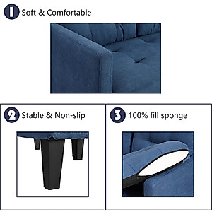 Grepatio Convertible Sectional Sofa Couch, L-Shaped Couch with Modern Linen Fabric for Small Space (Blue)