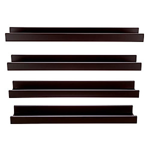 Kiera Grace Set of Four Edge Simple & Classic Decorative Engineered Wood Floating Wall-Mounted Picture Frame Shelves for Home, Room, & Office, 23" L x 4" W x 2" H, Brown