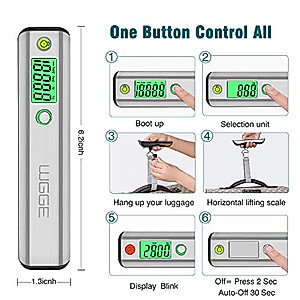 Digital Luggage Scale, WGGE Travel Luggage Weight Scale, Max 110lbs/50kg Baggage Scale with Backlit LCD Display