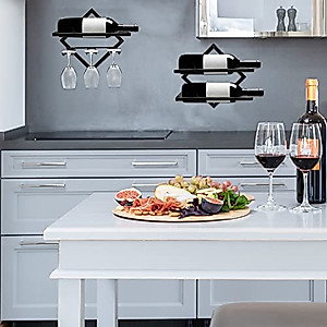 2 Style Metal Wall Mounted Wine Holder, Upgrade Foldable Hanging Wall Wine Rack Organizer for 2 Liquor Bottles, Red Wine Bottle Display Hanger with Screws for Home Kitchen Bar Wall Décor