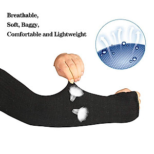 Kevlar Sleeves Heat Resistant 19 Inch Long Arm Guards With Thumb Hole,Breathable Anti-Cut Safety Welder Sleeves Fire Resistance For Men Women On Mechanic,Welding,Repairs,Polish Work (Black,1 Pair)