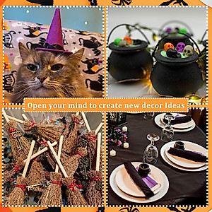 GHAMYEE 26pcs Mini Witch Hat Mini Cauldrons Witches Brooms Cauldron Halloween Decor Mini Witches Hat for Crafts Party Favors for Table Wine Bottle Dollhouse Accessory Miniatures Halloween Candy Craft