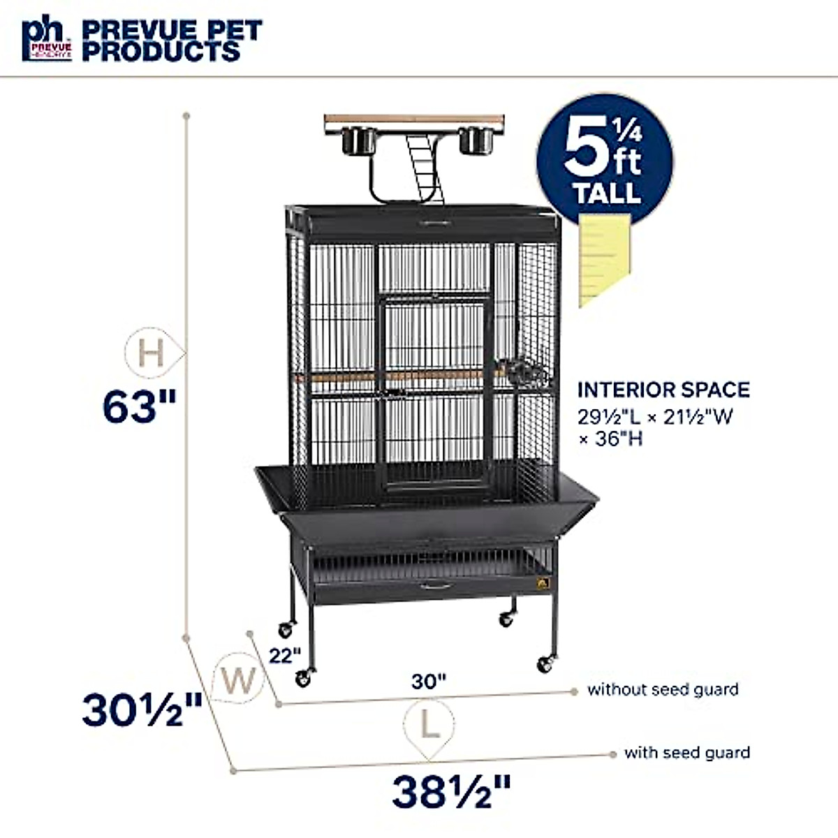 Prevue Hendryx Signature Select Series Wrought Iron Bird Cage in Black
