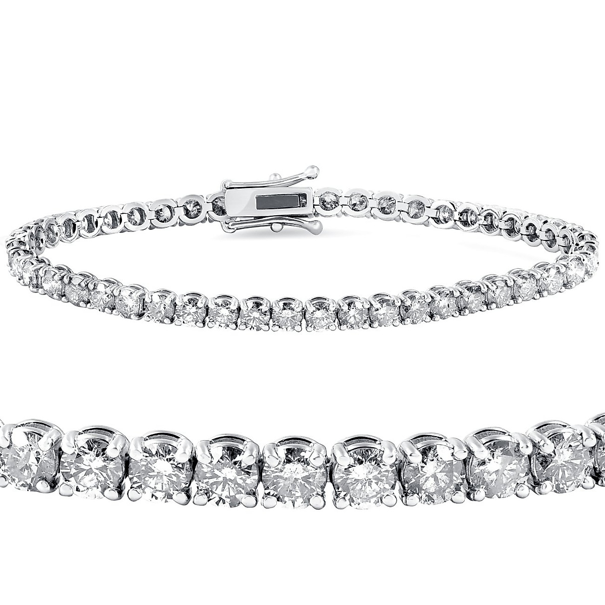 P3 POMPEII3 8ct 18k White Gold Round Diamond Tennis Bracelet