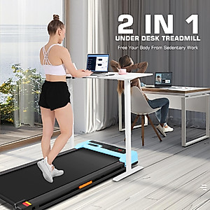 ANCHEER Walking Pad Treadmill Under Desk, 2 in 1 Portable Treadmill, Walking pad Treadmill 2.5 HP for Home/Office, 300+ lb Capacity, LED Screen and Remote Control, Dual Shock Absorption