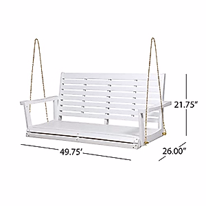 Christopher Knight Home Beata Outdoor Acacia Wood Porch Swing, White