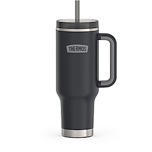 THERMOS Stainless Steel Cup Holder Mug - 40 Ounce, Granite - Insulated Tumbler with Lid and Straw, Plus Leak-Resistant Slide Lock