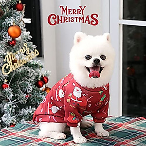 Aimondow Pet Dog Christmas Clothes Costume, Xmas Holiday Santa Warm Soft Puppy Sweater, Christmas Party Cosplay Costumes for Small Medium Dogs and Cats (Printed, Medium)