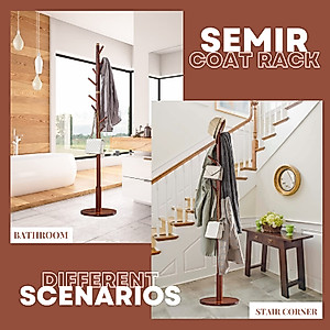 Frestanding Coat Rack with 8 Hooks for Coats and Bags - Sturdy and Easy to Assemble Coat Tree for Entryway, Hallway, Bedroom, and Office