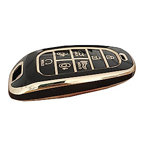 BINOWEN for Hyundai Key Fob Case Cover, TPU Key Fob Shell Protector Case Keyless Remote Smart Key Holder Fits for Hyundai Sonata Santa fe Tucson (Black)