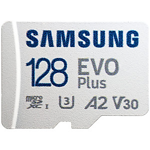 Samsung 128GB SDXC Micro EVO Plus Memory Card with Adapter Works with Samsung Phone A52s 5G, A22 5G, A13 5G (MB-MC128) Class 10 U3 A2 V30 Bundle with (1) Everything But Stromboli TF & SD Card Reader