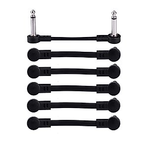 Rayzm Guitar Patch Cable, 6.35mm Angled Instrument Jumper Cable for Guitar/Bass Effects Pedals, 5cm Pedal-Board Jumper Cables (6-Pack)