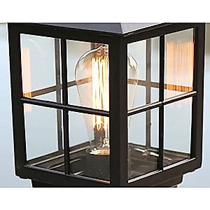 CZLZY European Style E27 Pillar Lamp Outdoor Courtyard Fence Post Light Waterproof IP54 Glass Lampshade Garden Lawn Decoration Column Light Base Landscape Light Pillar Pole Lamp
