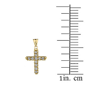 Religious Jewelry Elegant 10k Yellow Gold Diamond Mini Cross Pendant
