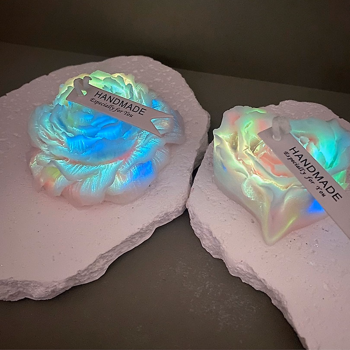 Glow in The Dark Candles for Wax Play Low Heat, Low Temperature Body Safe Drip Candles, Romantic Massage Soy Candles Adult Couple (2, Heart)