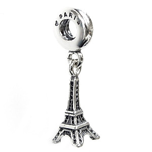 Queenberry Landmark Series Sterling Silver Paris Eiffel Tower Dangle European-style Bead Charm