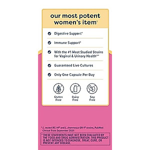 Renew Life Women's Probiotic Capsules, Supports pH Balance for Women, Vaginal, Urinary, Digestive and Immune Health, L. Rhamnosus GG, Dairy, Soy and Gluten-Free, 90 Billion CFU - 30 Ct