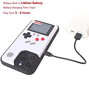 Gameboy Phone Case for iPhone 14 with Tempered Glass Phone Screen Protector,Playable 36 Retro Classic Games, Handheld Video Game Console iPhone Case(for iPhone 14(6.1'), Black)