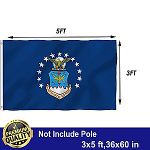 Air Force Flags 3x5 Outdoor Double Sided Made In USA- United States USAF Military Heavy Duty Flags with 2 Brass Grommets for Outdoor Indoor Wall