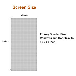 MAGZO Window Screen Replacement Mesh 48"W x 99"L - DIY Adjustable Polyester Pet Proof Screen Door Mesh for Patio Window Screen Repair Kit, Durable, Washable, Gray