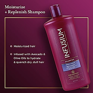 Infusium Moisturize and Replenish Shampoo - Infused with Avocado and Olive Oil - Hair Care for Dry Hair - Moisturizing Shampoo for Women - 33.8 oz