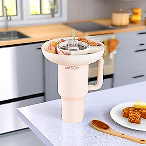 Snack Ring for Stanley Cup 40 oz with Handle, Snack Container for Stanley Tumbler 40 oz, 3 Compartment Reusable Snack Platters for Stanley Quencher Adventure