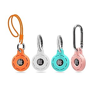 DEMIONEOO Premium Airtag Keychain, 4 Pack Airtag Holder Air Tag Case, Anti-Scratch Shock-Absorbing Silicone Case for Apple Airtags, Key, Finder, Tracker, Cat, Dog Collars, Backpacks, Luggage