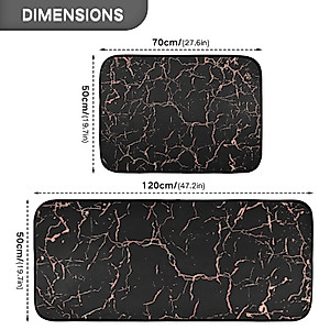 Rose Gold Marble Texture Kitchen Rugs Set 2 Pieces Washable Kitchen Mat Non-Slip Soft Absorbent Microfiber Bath Doormat Carpet Runner Rug Set for Floor Sink 20"x28"+20"x47"
