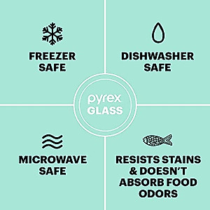 Pyrex Simply Store Glass Food Storage Container, Snug Fit Non-Toxic Plastic BPA-Free Lids, Freezer Dishwasher Microwave Safe, 11 Cup