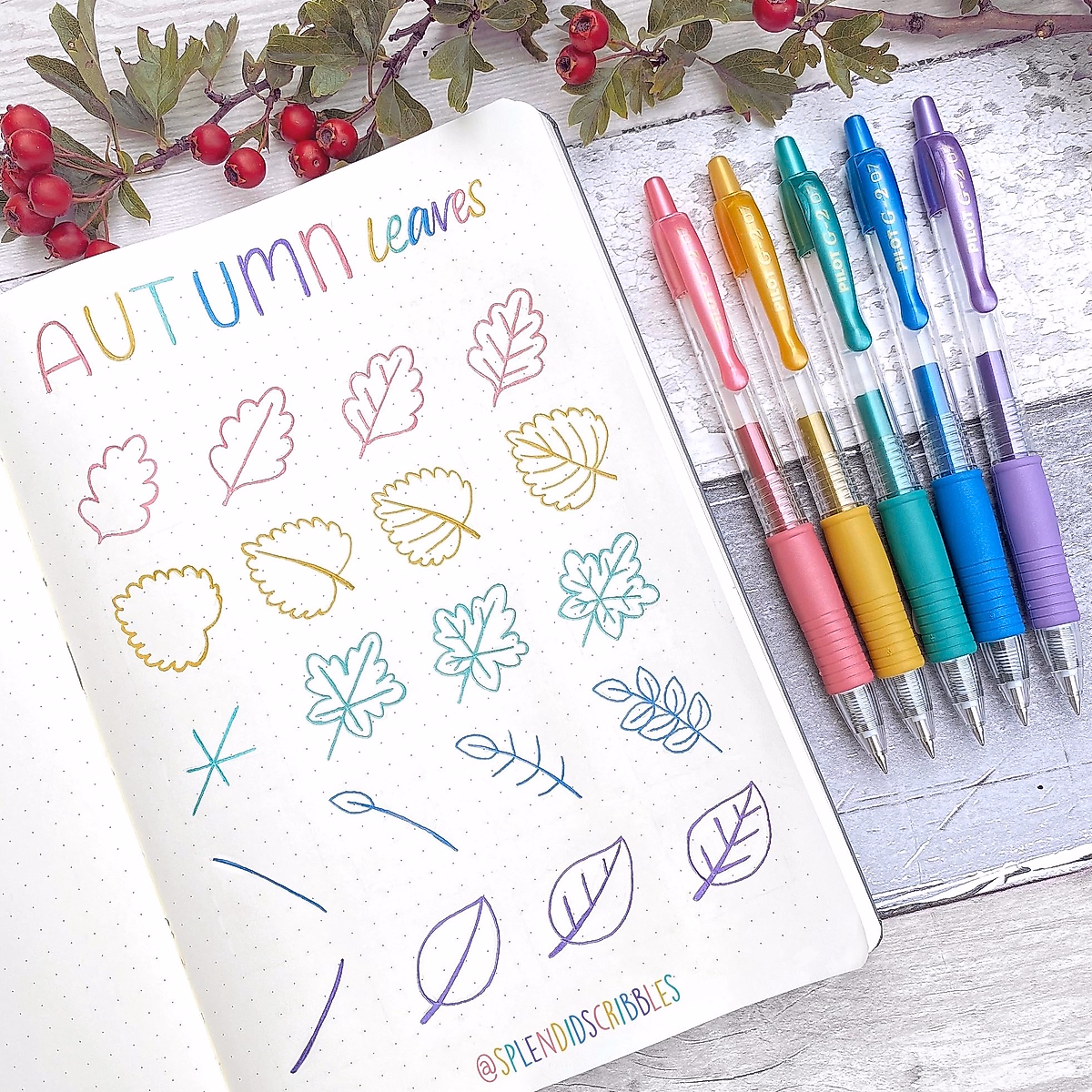 PILOT G2 Metallics Refillable and Retractable Rolling Ball Gel Pens, Fine Point, Assorted Color Inks, 8-Pack Pouch (34405)