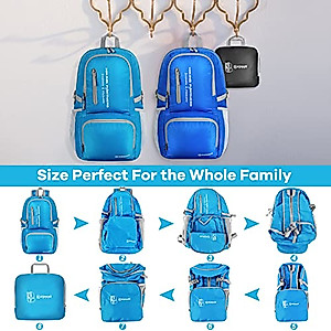 ZOMAKE Lightweight Packable Backpack - 35L Light Foldable Hiking Backpacks Water Resistant Collapsible Daypack for Travel(Light Blue)