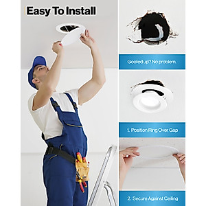 Sunco 12 Pack Goof Rings for Recessed Light Fixture Living Room Can Light Goof Trim Ring, Outer Diameter 8.6-inch, Inner Diameter 6.2-inch, Matte Finish, Flush Mount, 5-6 Inch, White