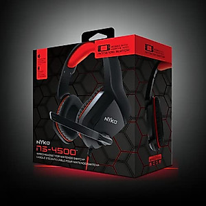 Nyko Ns-4500 Wired Headset for Nintendo Switch - Lightweight Headphones w/Adjustable Microphone - Compatible w/ PS4, PS5, Xbox One, Xbox X/S & Switch - Nintendo Switch Accessories (Black/Red)