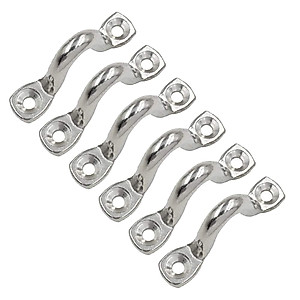 Eilumduo 6Pcs Stainless Steel 3.2" Bimini Pad Eye Straps, Tie Down, Kayak Deck Loops, Tie Down Anchor Point, Footman's Loop for Kayak Canoe Rigging ( M10 )
