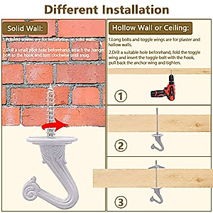 HARSKIYER 2Sets White Ceiling Metal Hooks, 1-1/2" / 38mm Ceiling Mounted Retro Hooks Heavy Duty Swag Jumbo Swag Hook for Hanging Plants Fruit Basket Chandeliers Ornament Wind Chimes