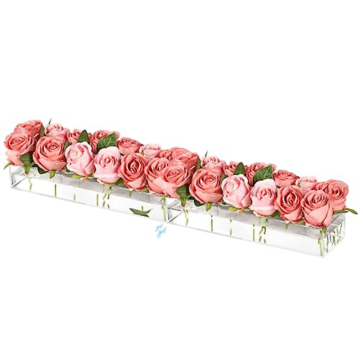 2 Pieces Acrylic Flower Vase Rectangular, Clear Floral Centerpiece for Dining Table 28 Inch Long Rectangle Acrylic Vase for Home Wedding Dining Table Decor