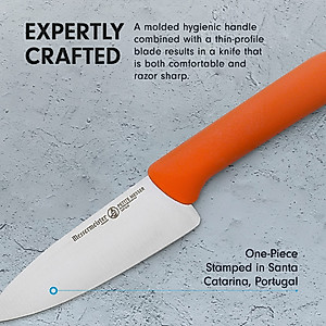 Messermeister Petite Messer 5” Chef’s Knife, Orange - German 1.4116 Stainless Steel & Ergonomic Handle - Lightweight, Rust Resistant & Easy to Maintain