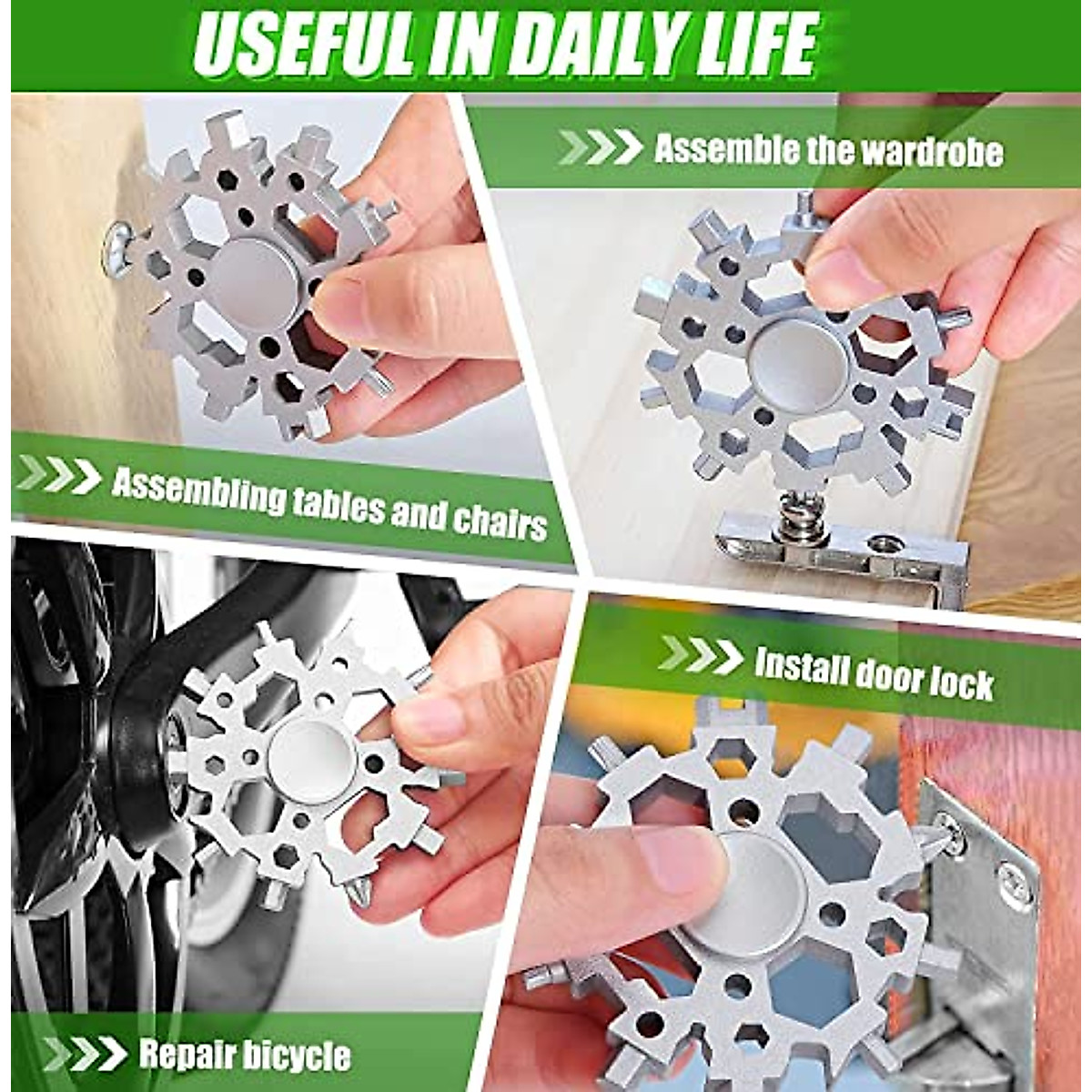 Snowflake Multitool,23-in-1 Multi Tool for Men with Fidget Spinner Function,Cool Gadgets for Men Dad Husband Boyfriend,Multitool for Outdoor,Cycling,Skiing