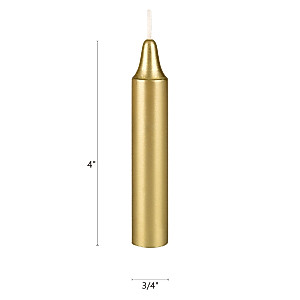 Mega Candles 10 pcs Unscented Gold Exquisite Mini Taper Candles, 4 Inch Tall x 3/4 Inch Diameter, Supreme Chimes, Enchantment, Rituals, Casting Spells, Witchcraft, Wiccan, Altar, Magic, Metaphysical