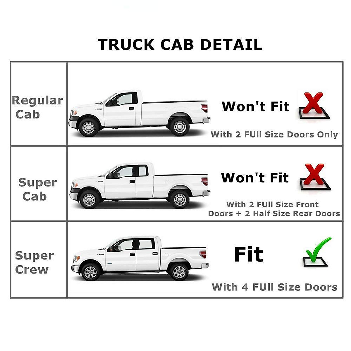 Outside Mount Window Visors Sun Rain Guards Deflectors fit 2009-2014 Ford F-150 SuperCrew 2010-2014 SVT Raptor SuperCrew