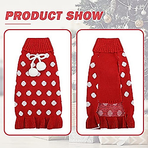 EMUST Dog Sweaters for Medium Dogs, Turtleneck Sweater for Dogs, Knitwear Girl Dogs Sweater Polka Dot Pet Clothes in Cold Season, Red, M