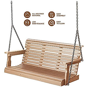 Vaneventi Porch Swing, Outdoor Poly Lumber Swing, Fade-Resistant Patio Swing, 600lbs Duty Rating, 304 SS Chains, All-Weather Garden Swing for Enjoying and Relaxing