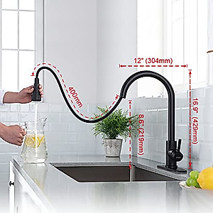 Ibergrif Kitchen Faucets, Matte Black Kitchen Faucet with Pull Down Sprayer, High Arc Single Handle Stainless Steel Sink Faucets, Kitchen Sink Faucets for Farmhouse, Camper, Laundry, Rv, Wet Bar