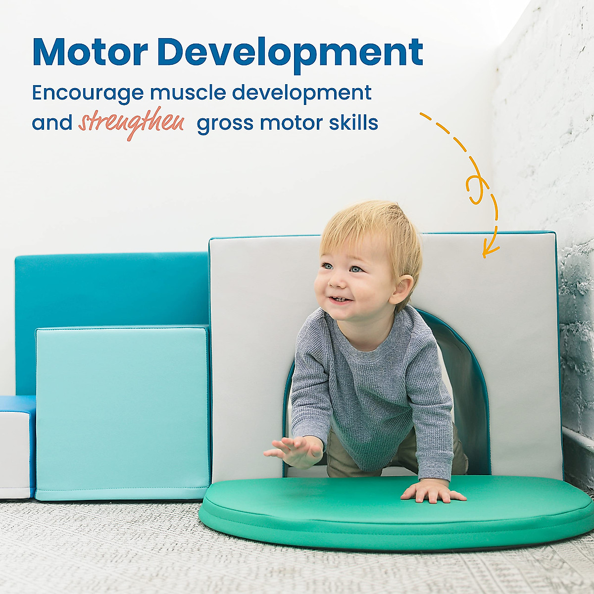 ECR4Kids SoftZone Corner Tunnel Maze Foam Climber, Indoor Active Play Structure for Babies and Toddlers, Soft Obstacle Course for Playrooms and Classrooms - Contemporary