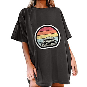 My Orders Oversized T Shirts for Women Summer Short Sleeve Crewneck Tops Vintage Graphic Tee Shirts Trendy Casual Loose Blouse Daily Deals