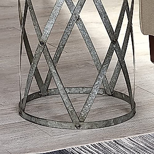 FirsTime & Co.® Westbrook Farmhouse Cottage Galvanized Table, American Crafted, Weathered Brown, 13.5 x 13.5 x 20 ,