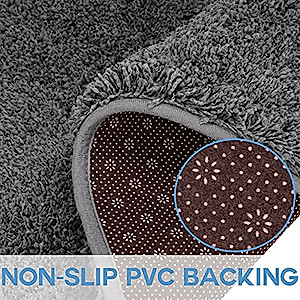 EGYPHY Bathroom Rugs Shaggy Bath Mat, Soft and Absorbent Carpet, Non-Slip Mats Can be Used for Shower, Bathtub, Kitchen, Machine Washable Rug Pad, Plush Microfiber Bath Rugs 17x24 Inches Gray