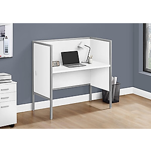 Monarch Specialties I 7729 Office Cubicle, 48" L, Desk, Work, Commercial Grade, White Laminate, Silver Metal