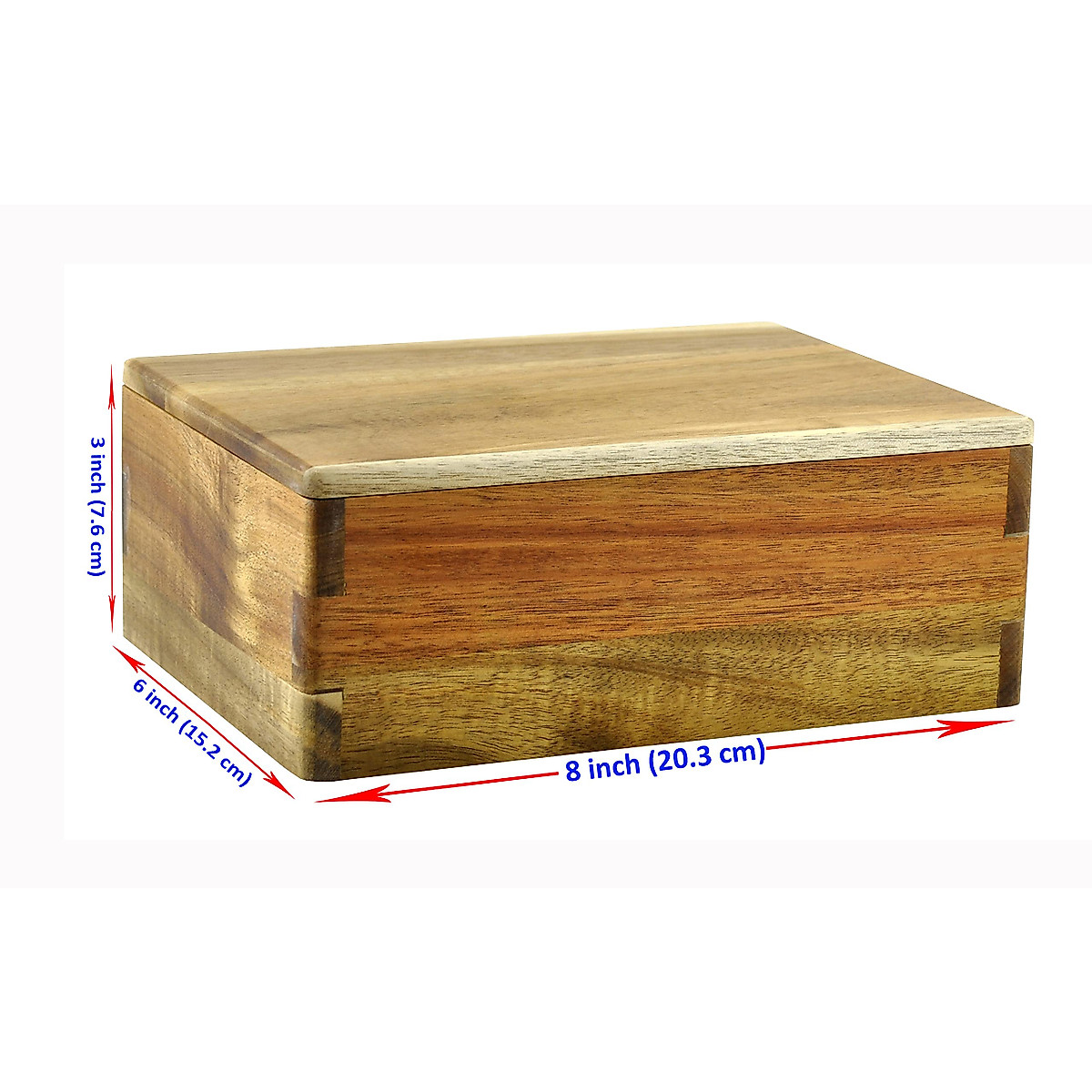 Spiretro Wooden Storage Box with Lid, Stash Box, Keepsake Chest to Organize Jewelry, Coins, Cards, Small Treasure, Handmade Natural Acacia Decorative Crate, Brown- 8 x 6 x 3 inches