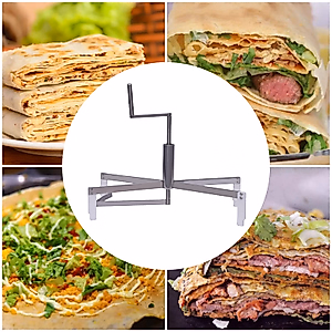 40cm Crepe Spreader Round Stainless Steel Crepe Batter Spreader Manual Non-Stick Pancake Pizza Batter Spreader Tool Crepe Maker Machine (Silver)